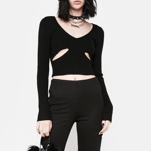 Dolls Kill | Sweaters | Dollskill Ribbed Cropped Cutout Sweater | Poshmark